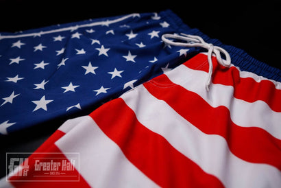 Patriotic Swim Trunks for Men – Men’s Drawstring Swim Trunks – Greater Half